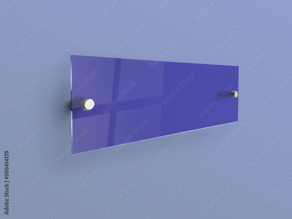 Blank blue rectangle glass office corporate on blue background Signage ...