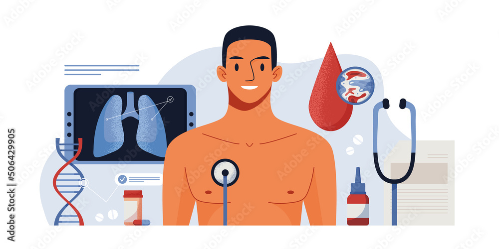 Lung inspection concept. Pulmonology of human illustration for website ...