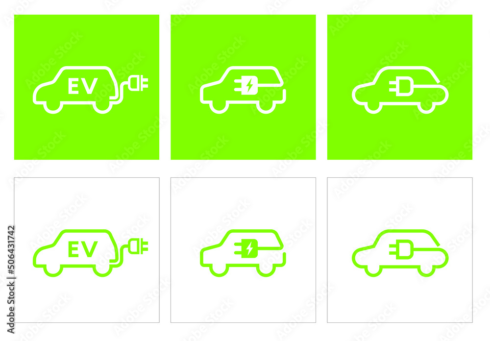 Electric Vehicle Icon. Eco-Friendly car icon vector. EV car pictogram ...