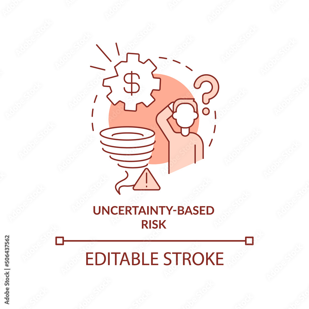 Uncertainty-based risk terracotta concept icon. Type of risk abstract ...