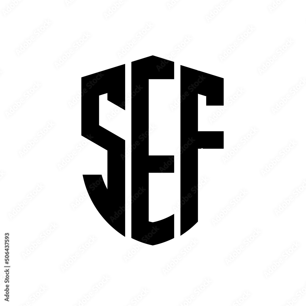 SEF letter logo design. SEF modern letter logo with black background ...