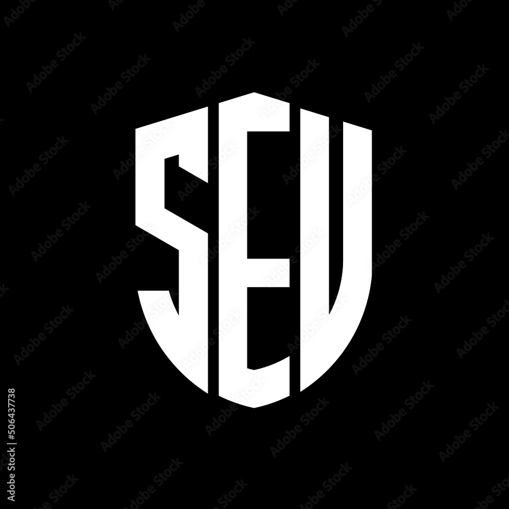 SEV letter logo design. SEV modern letter logo with black background ...
