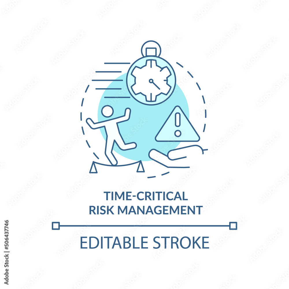 Time-critical risk management turquoise concept icon. Prioritizing ...