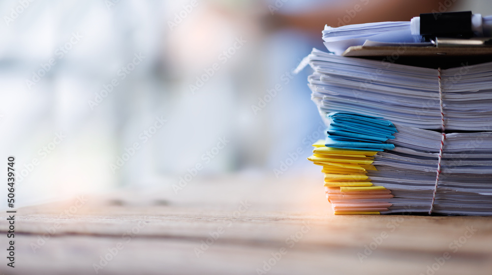 Document, a Stack of documents with a paper clip folder placed on a ...