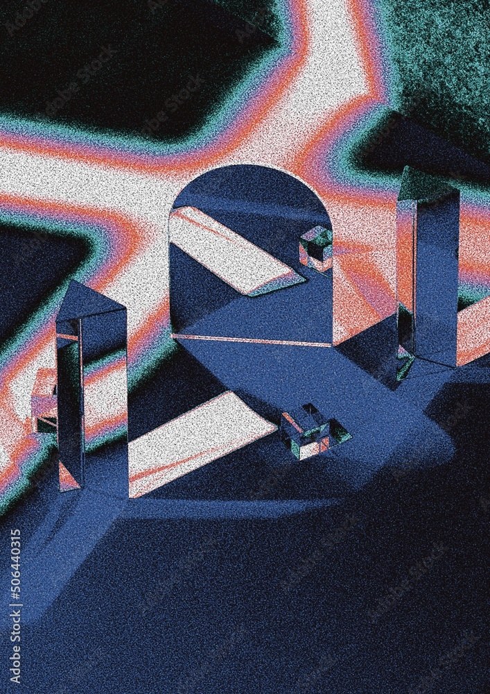 80s Retro Vintage Gritty Grainy Abstract Art with simple shapes Stock ...