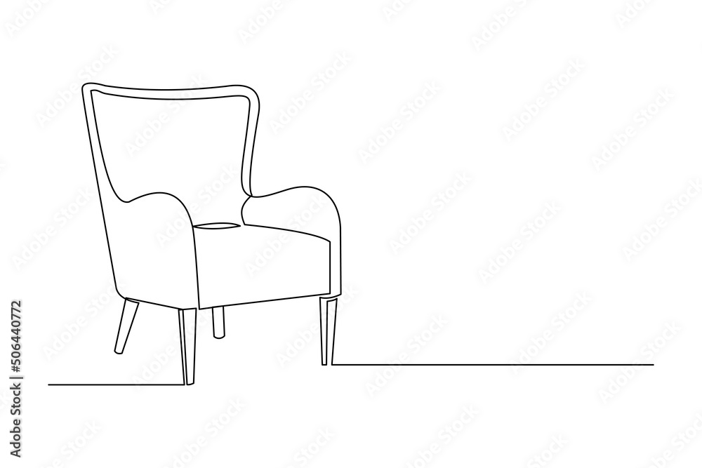 Continuous single one line art drawing of minimalist modern sofa chair ...