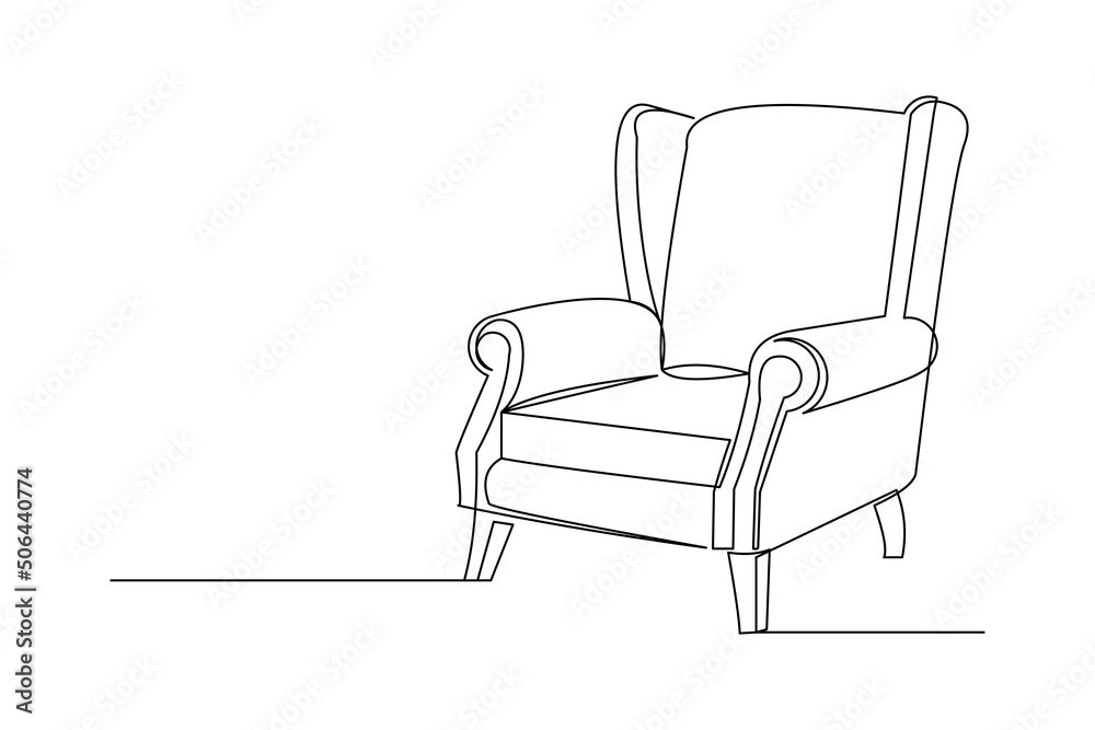 Continuous single one line art drawing of minimalist modern sofa chair ...