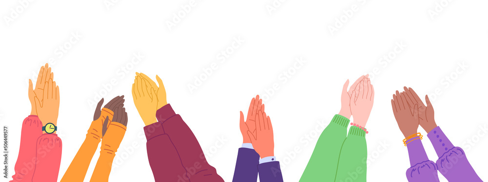 Cartoon Color Clapping Human Hands Set Celebration and Success Concept ...