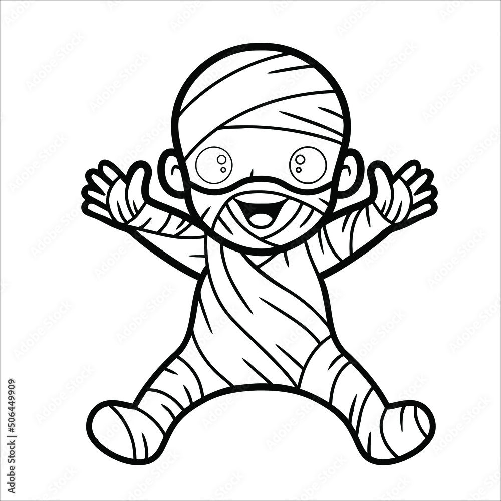 Cute little boy mummy cartoon waving hand vector image, mummy ...