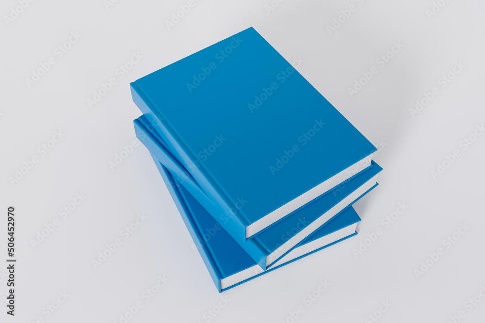 Mockup of a stack of rectangular books with a blank glossy covers on ...