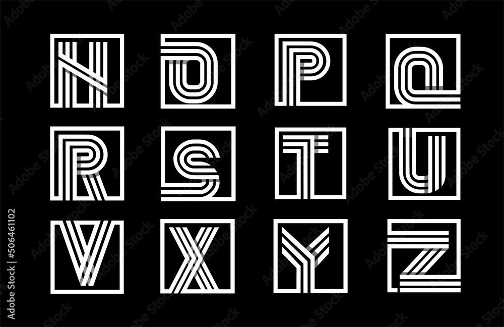 Decorative alphabet, font with capital letters. Modern set for ...