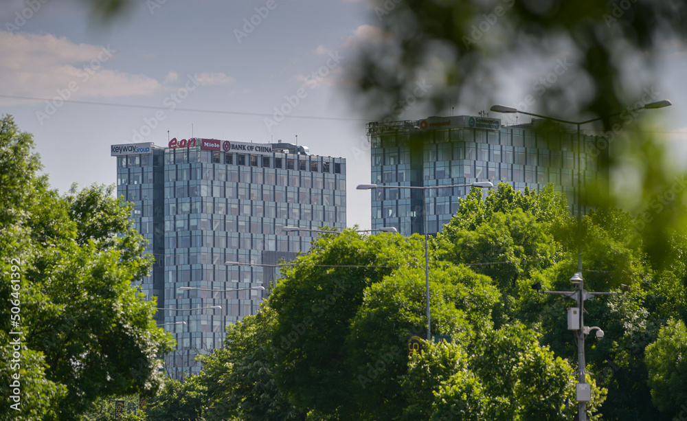 Landmarks of Bucharest. View to City Gate Towers high-end office ...
