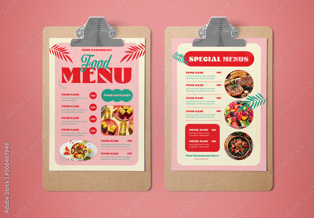 Food Menu Summer Theme Layout Stock Template | Adobe Stock