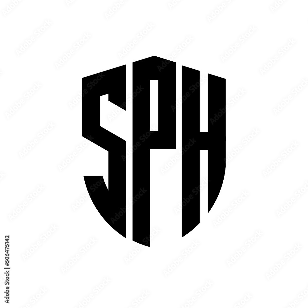SPH letter logo design. SPH modern letter logo with black background ...