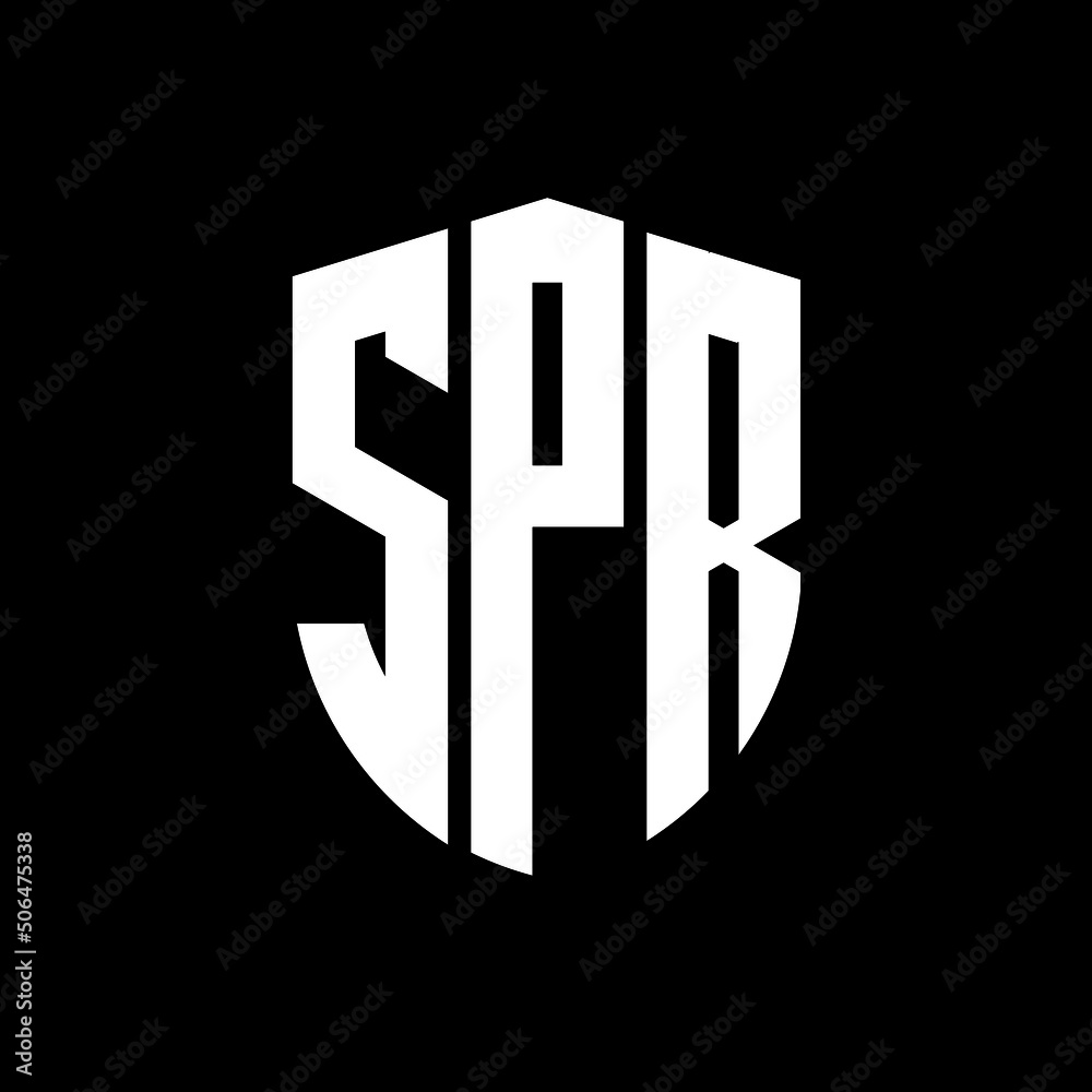SPR letter logo design. SPR modern letter logo with black background ...