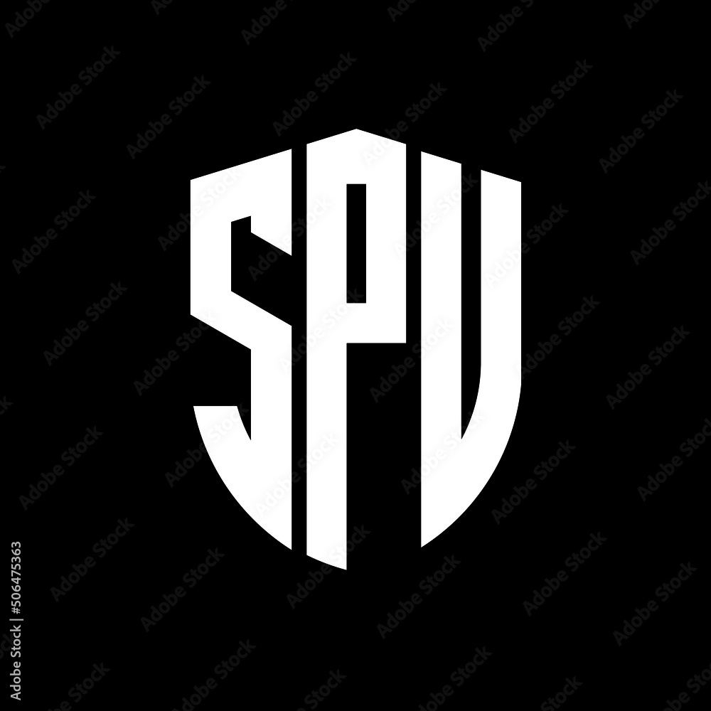 SPV letter logo design. SPV modern letter logo with black background ...