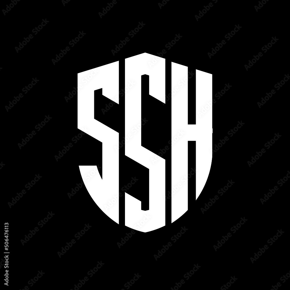 SSH letter logo design. SSH modern letter logo with black background ...