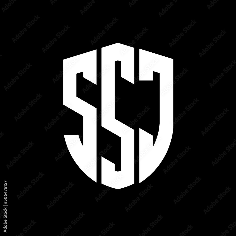 SSJ letter logo design. SSJ modern letter logo with black background ...