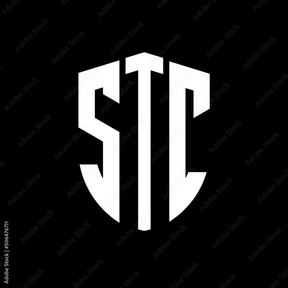 STC letter logo design. STC modern letter logo with black background ...