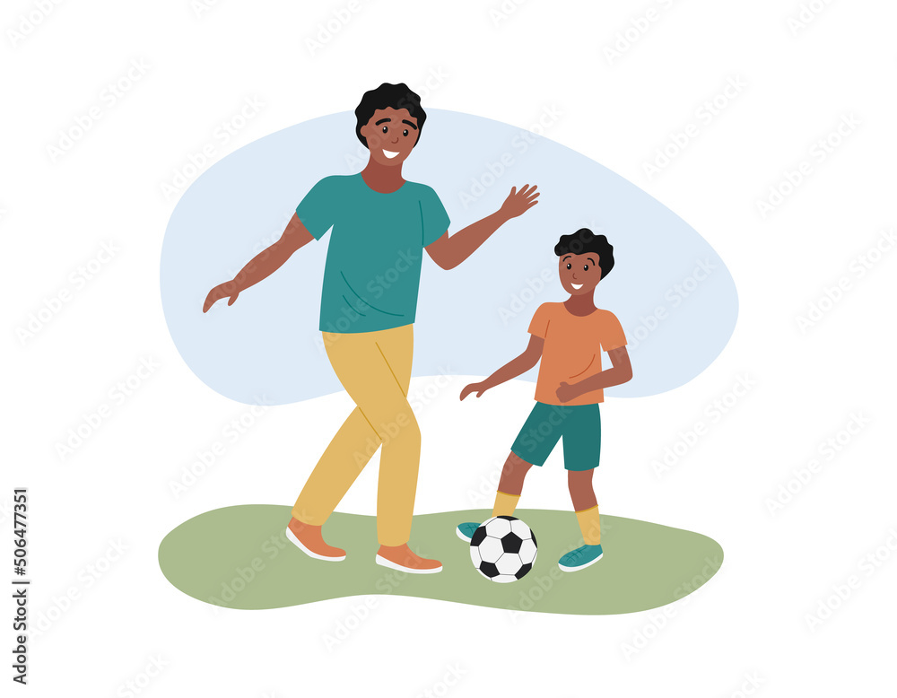 Family Playing Soccer Clip Art