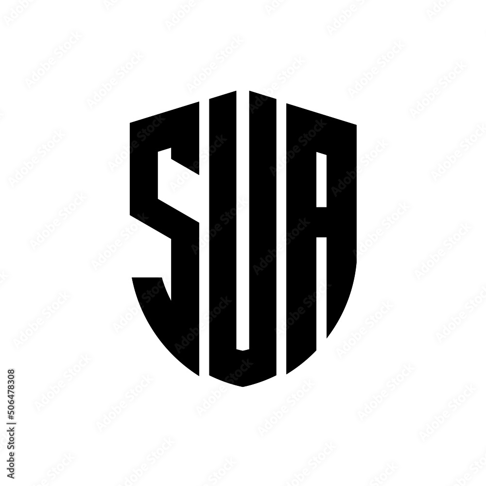 SUA letter logo design. SUA modern letter logo with black background ...