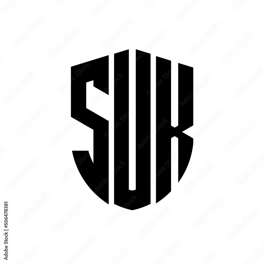 SUK letter logo design. SUK modern letter logo with black background ...