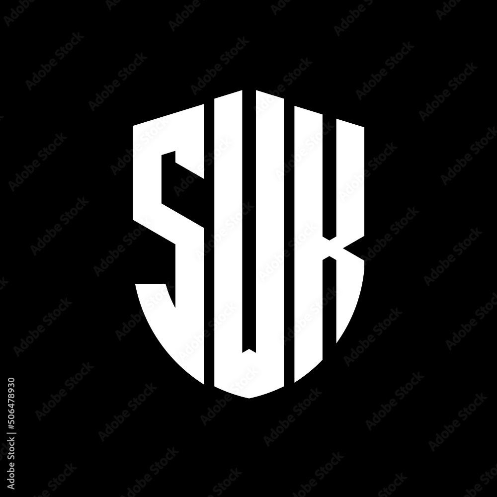SWK letter logo design. SWK modern letter logo with black background ...