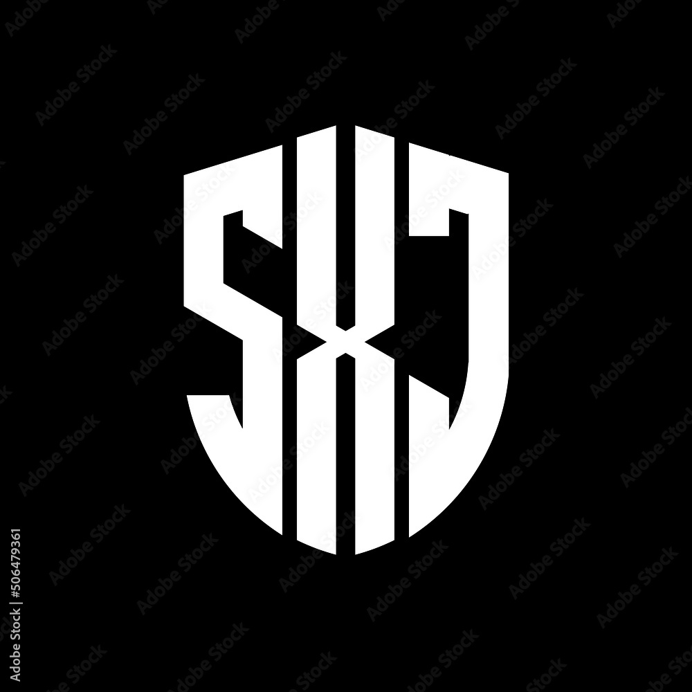 SXJ letter logo design. SXJ modern letter logo with black background ...