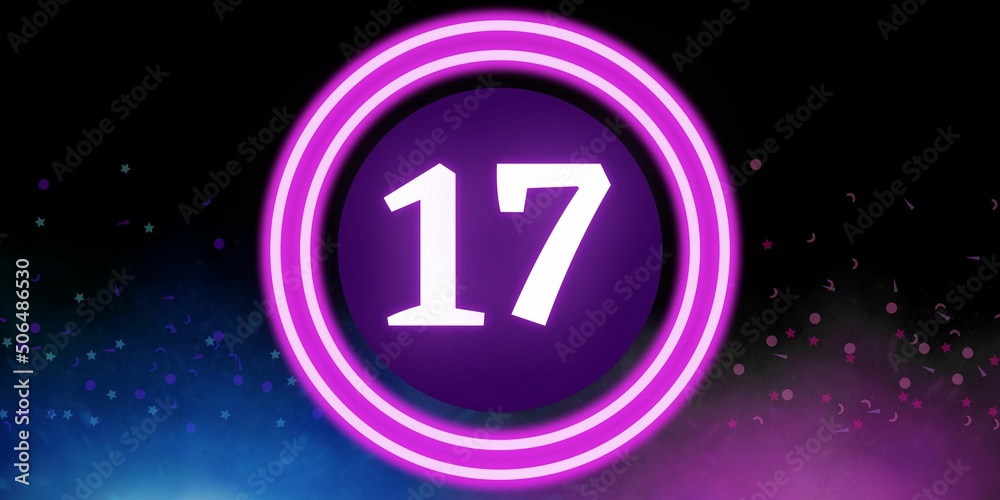 Number 17 Banner with the number seventeen on a black background and ...