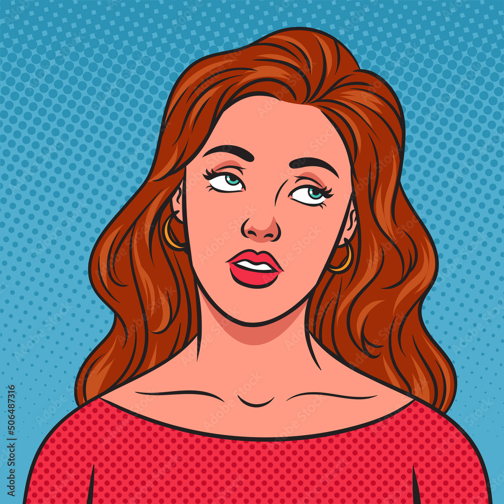 Eye Roll girl pop art retro vector illustration. Comic book style ...