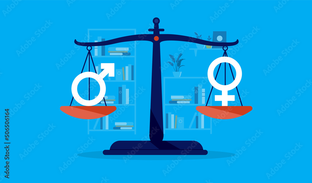 Gender equality at work - Weight scale with gender signs showing equal ...