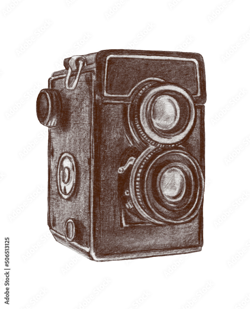 Old vintage camera drawing Stock Illustration | Adobe Stock