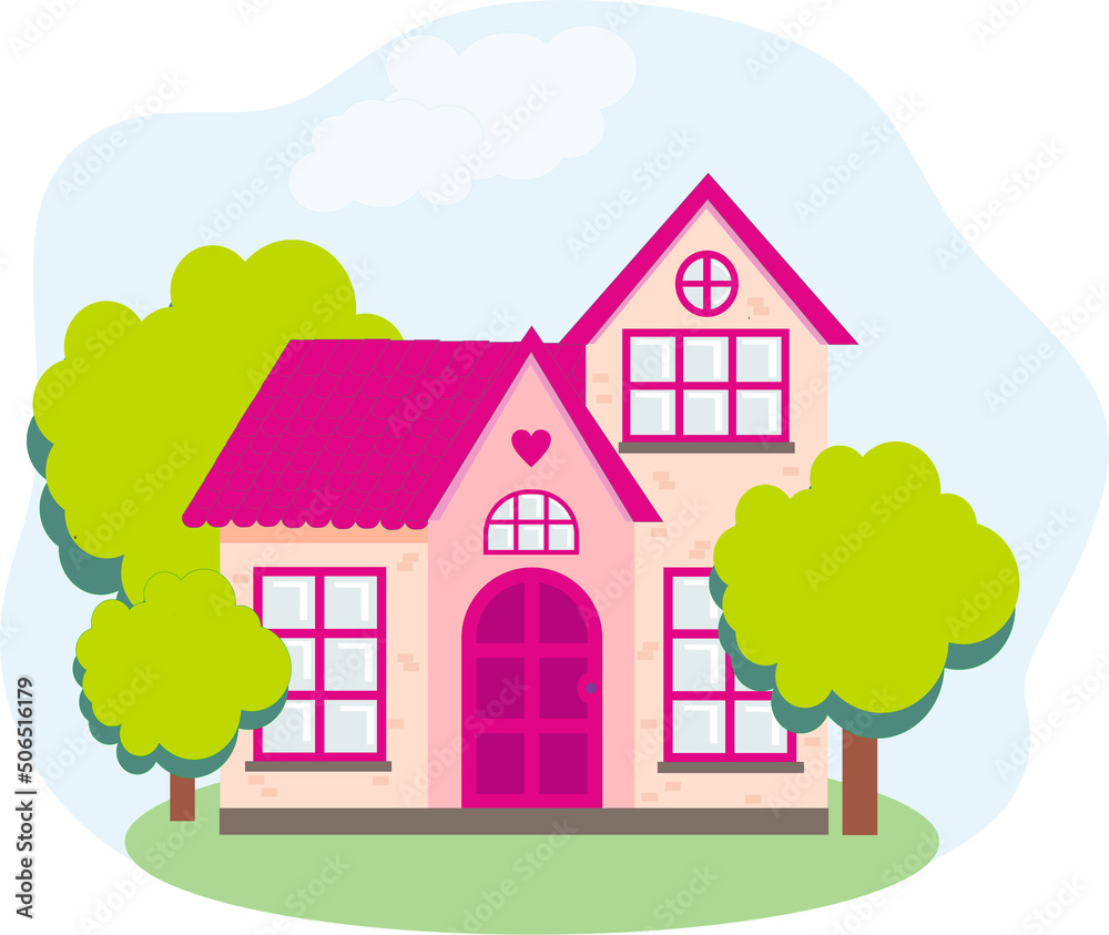 Pink House Clipart