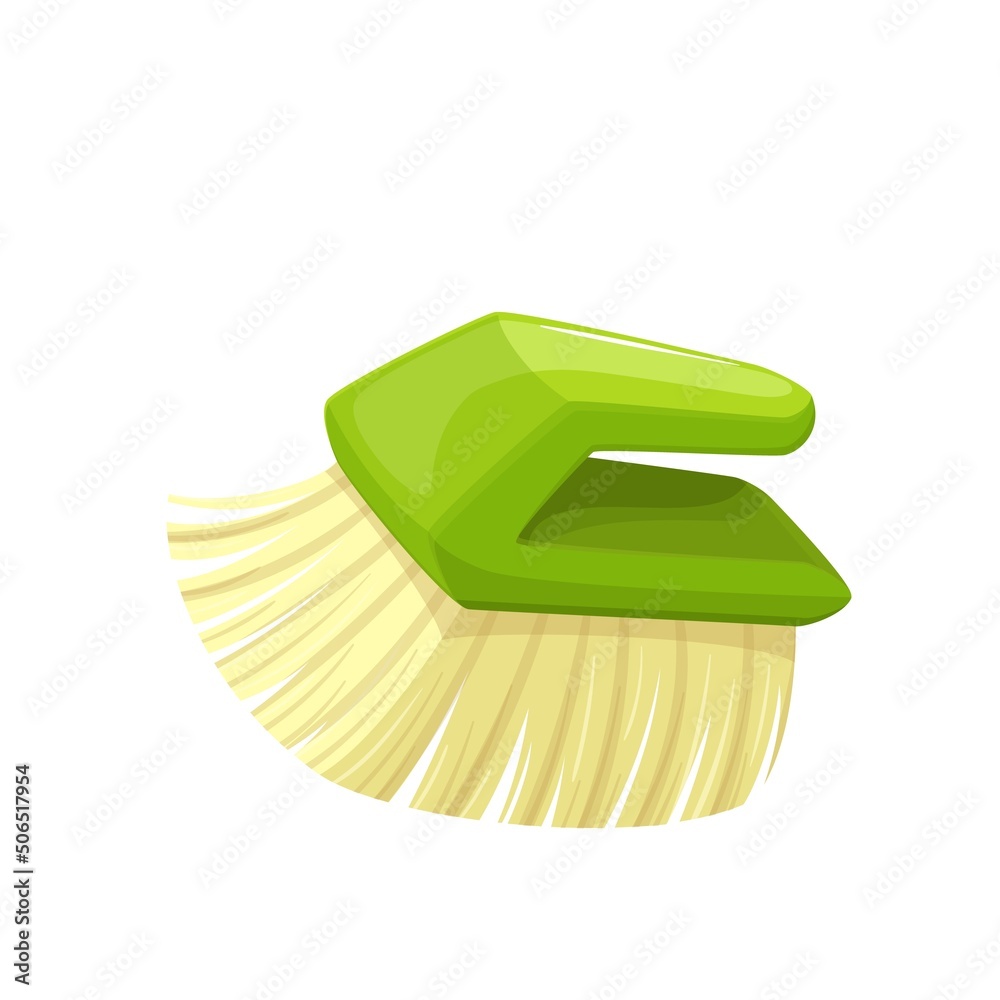 Brush for cleaning and washing color vector illustration. House hygiene ...