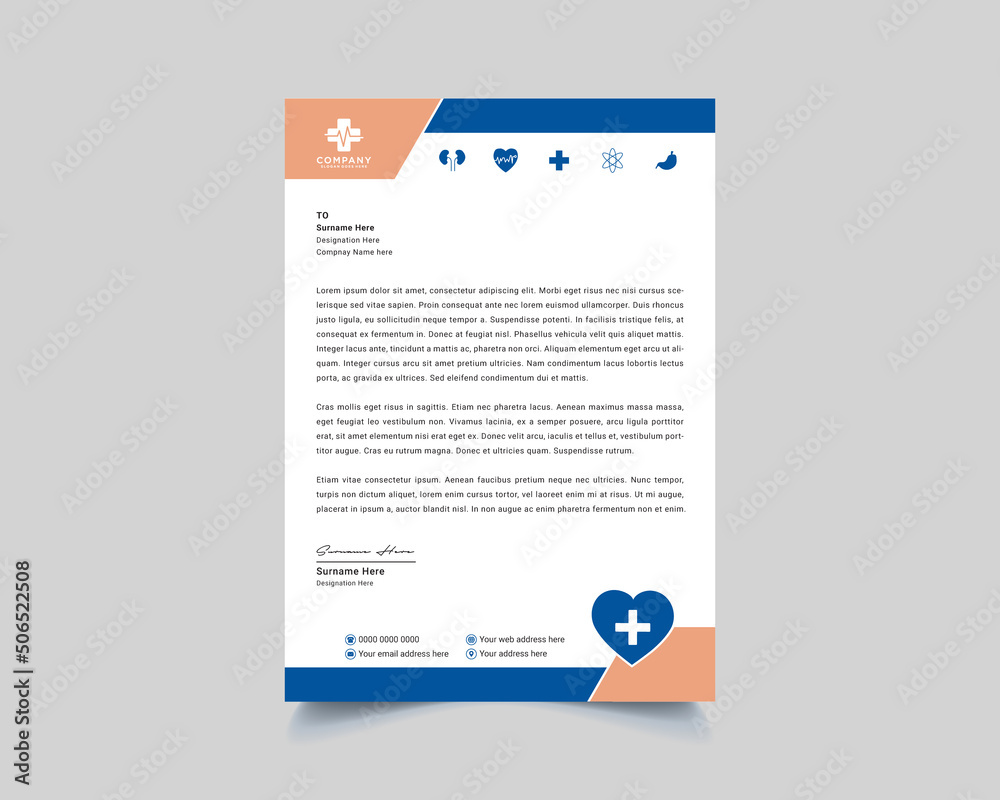 Multipurpose Medicine Letterhead Design Template. Doctor, Hospital ...