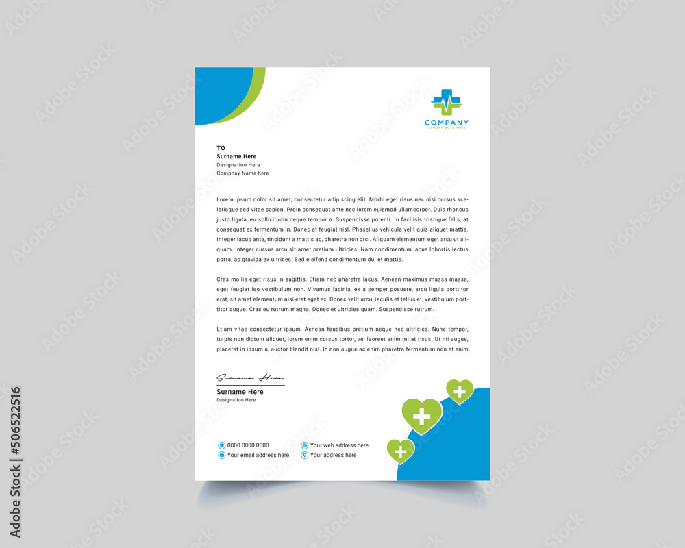 Multipurpose Medicine Letterhead Design Template. Doctor, Hospital ...