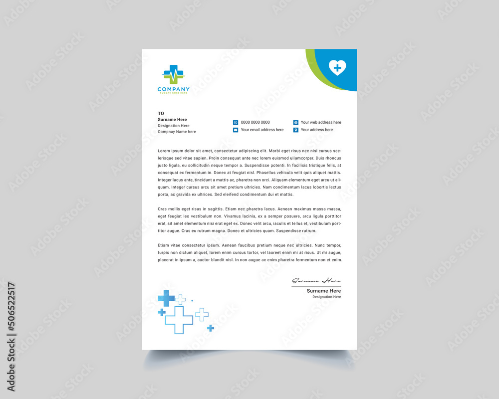 Multipurpose Medicine Letterhead Design Template. Doctor, Hospital ...