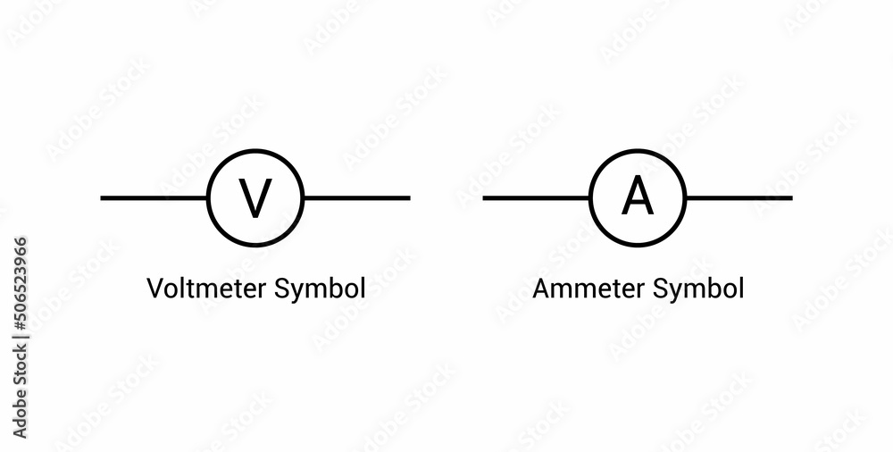 Poster electronic symbol of ammeter and voltlmeter vector illustration ...