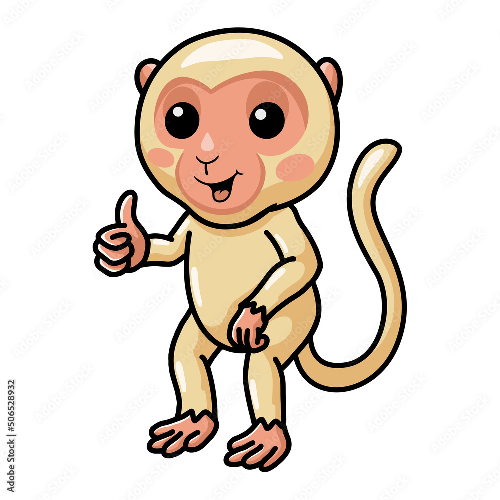 Cute little albino monkey cartoon giving thumb up Stock Vector | Adobe ...