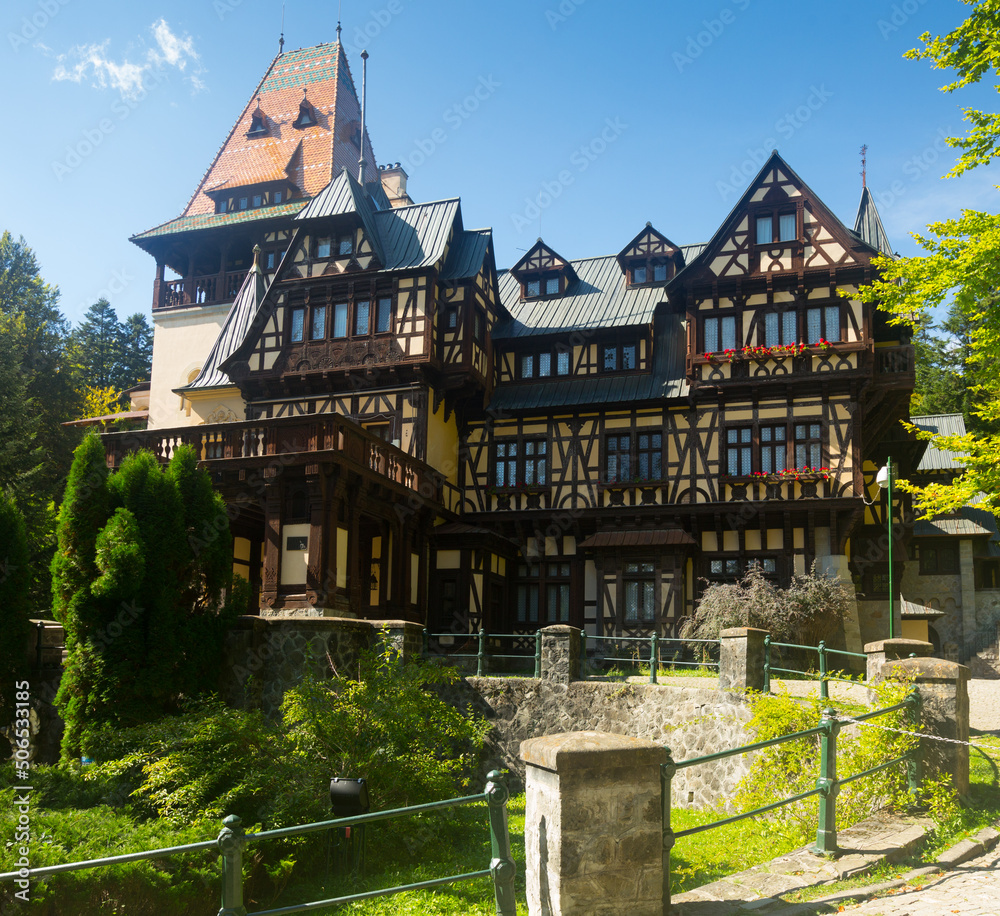 Famous Pelisor Castle, part of palace complex with Peles Castle, Sinaia ...