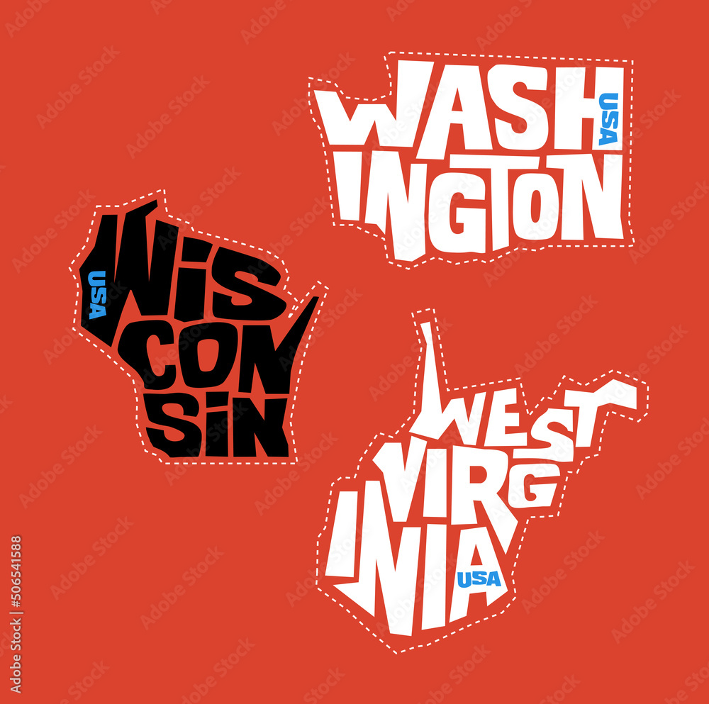 Washington, Wisconsin, West Virginia state names distorted into state ...