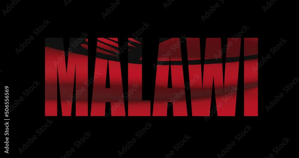 Malawi country name on transparent background. Word animation with ...