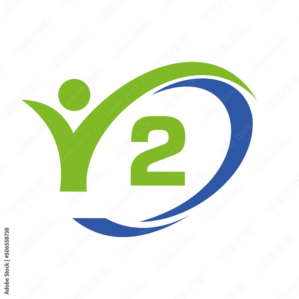 Initial Letter 2 Logo, Medical Design with Human Symbol. People ...