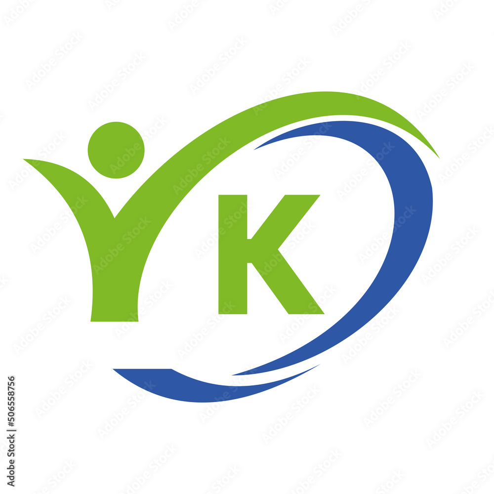 Initial Letter K Logo, Medical Design with Human Symbol. People ...