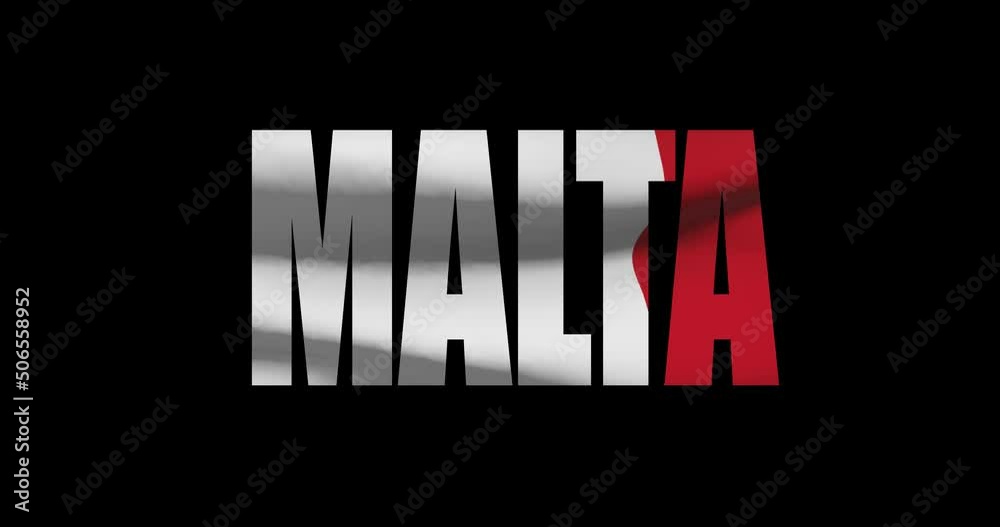Vidéo Stock Malta country name on transparent background. Word ...