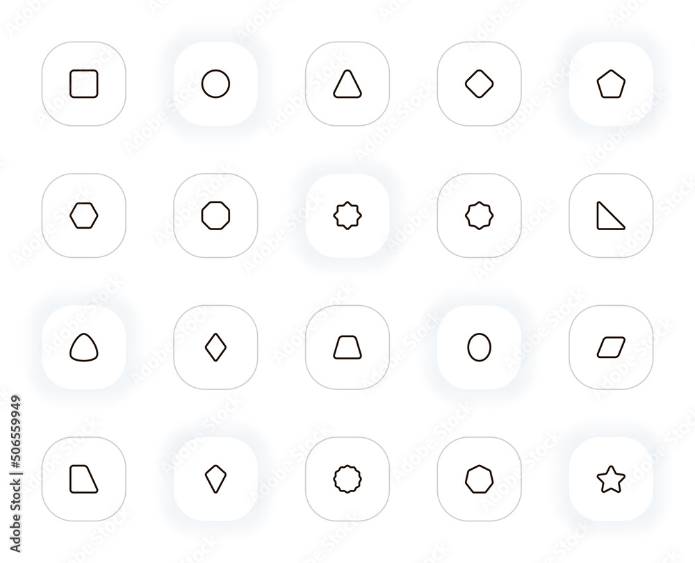 Basic geometrical shapes line icons set. Square, circle, triangle ...