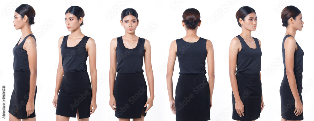 half body Figure snap of 20s Asian Woman black long straight hair vast ...