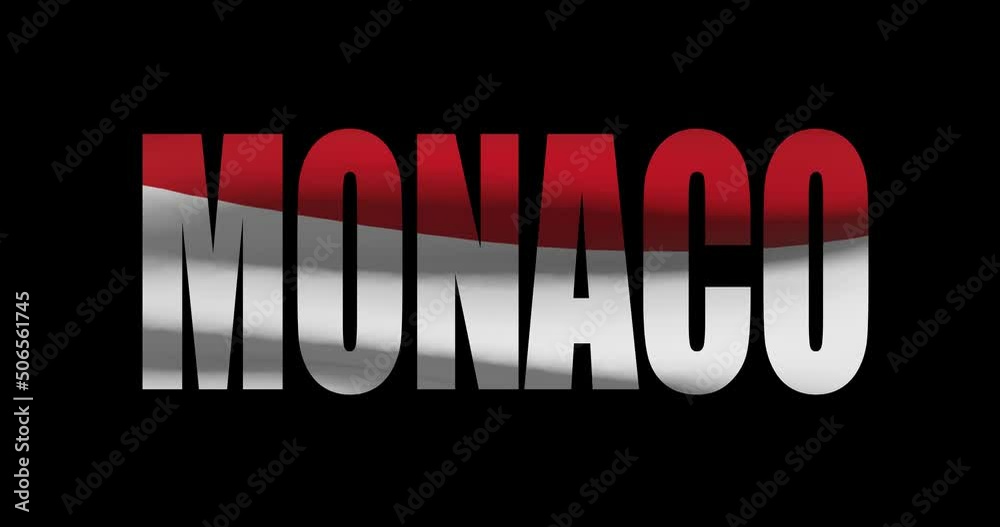 Monaco country name on transparent background. Word animation with ...