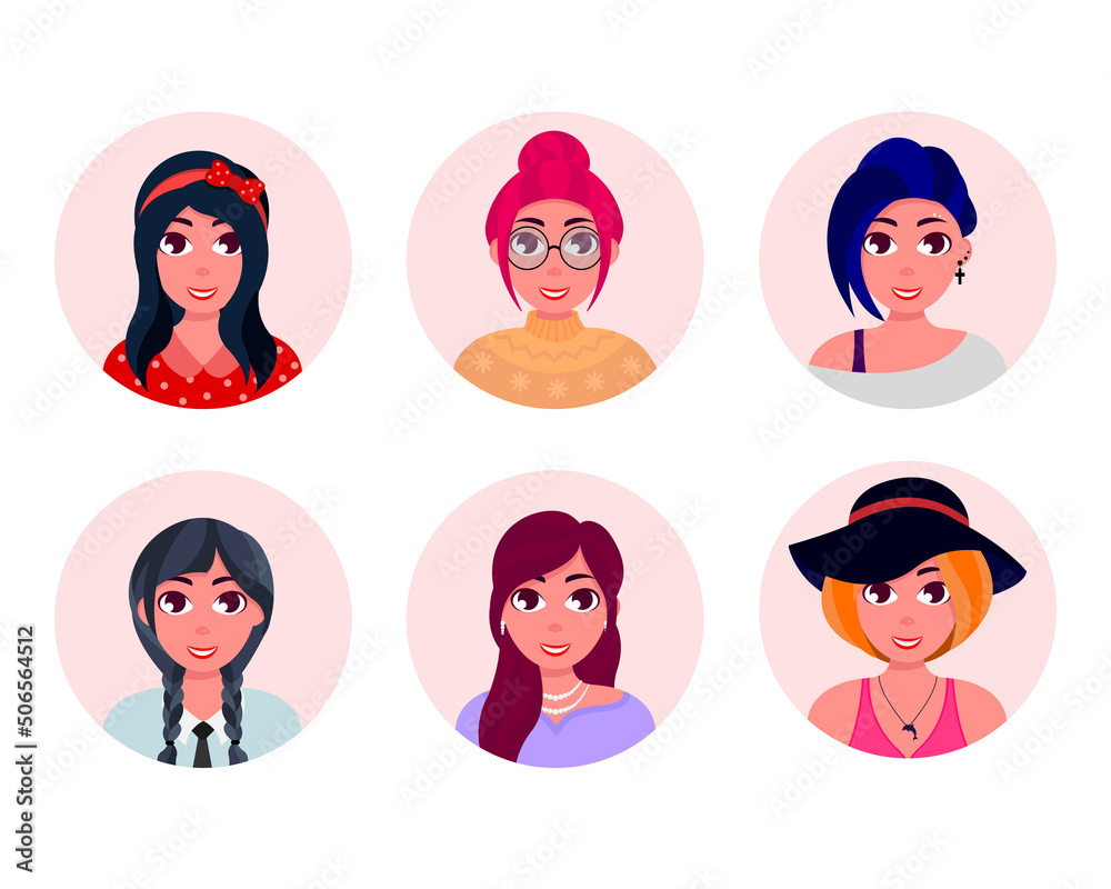 Girl in six different looks. Girls. The image of a girl. Girls ...