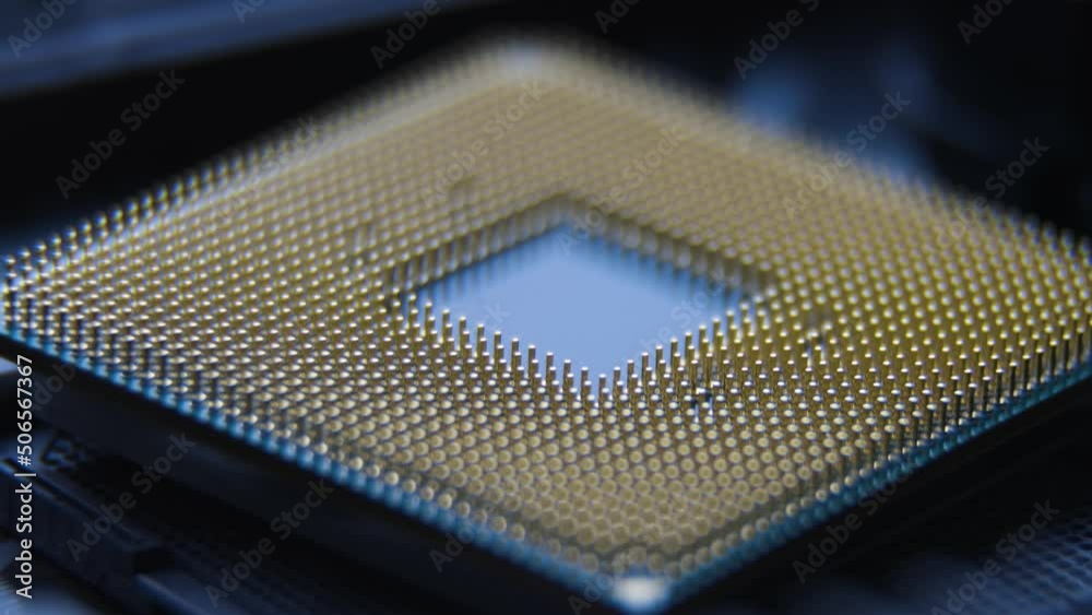 Bottom side of central processing unit CPU, showing its pins Stock ...